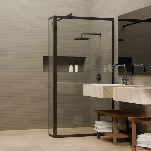 Glazen inloopdouche XL met hoek industrieel | GLAZZ